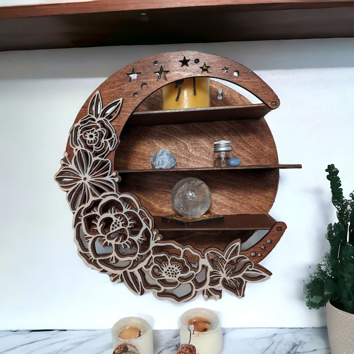 Moon Shelf For Crystal Display – Mystical Zodiac