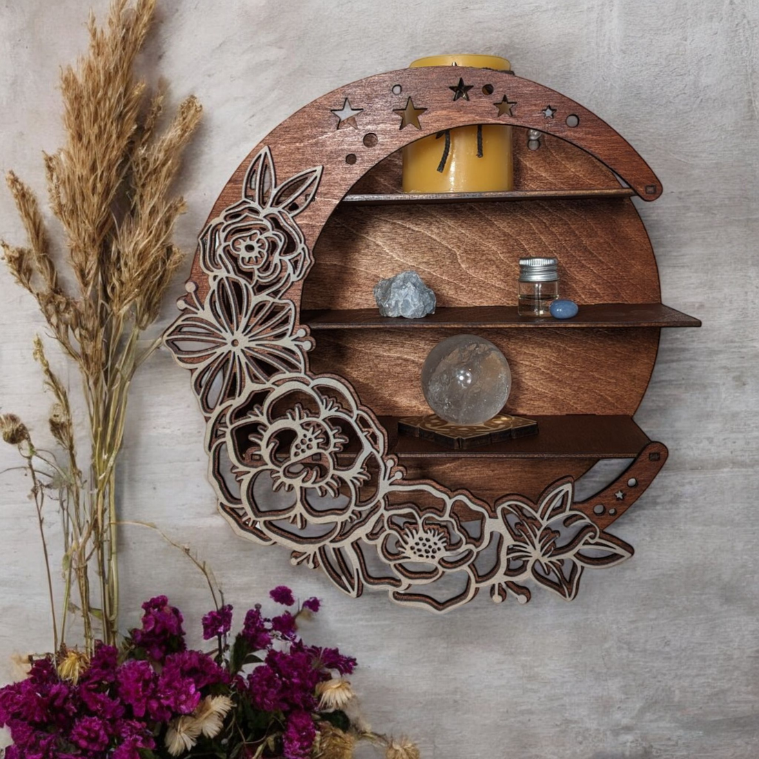 Moon Shelf For Crystal Display – Mystical Zodiac